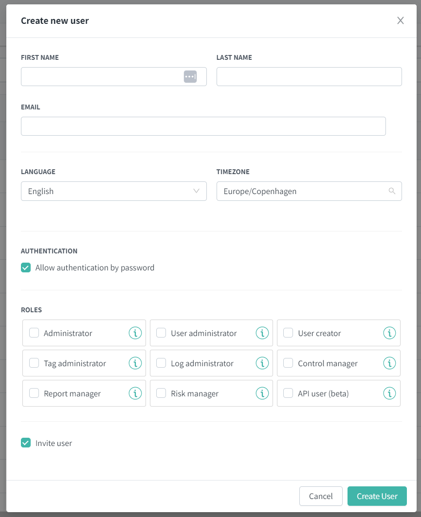 How can I create a new user and enable login?