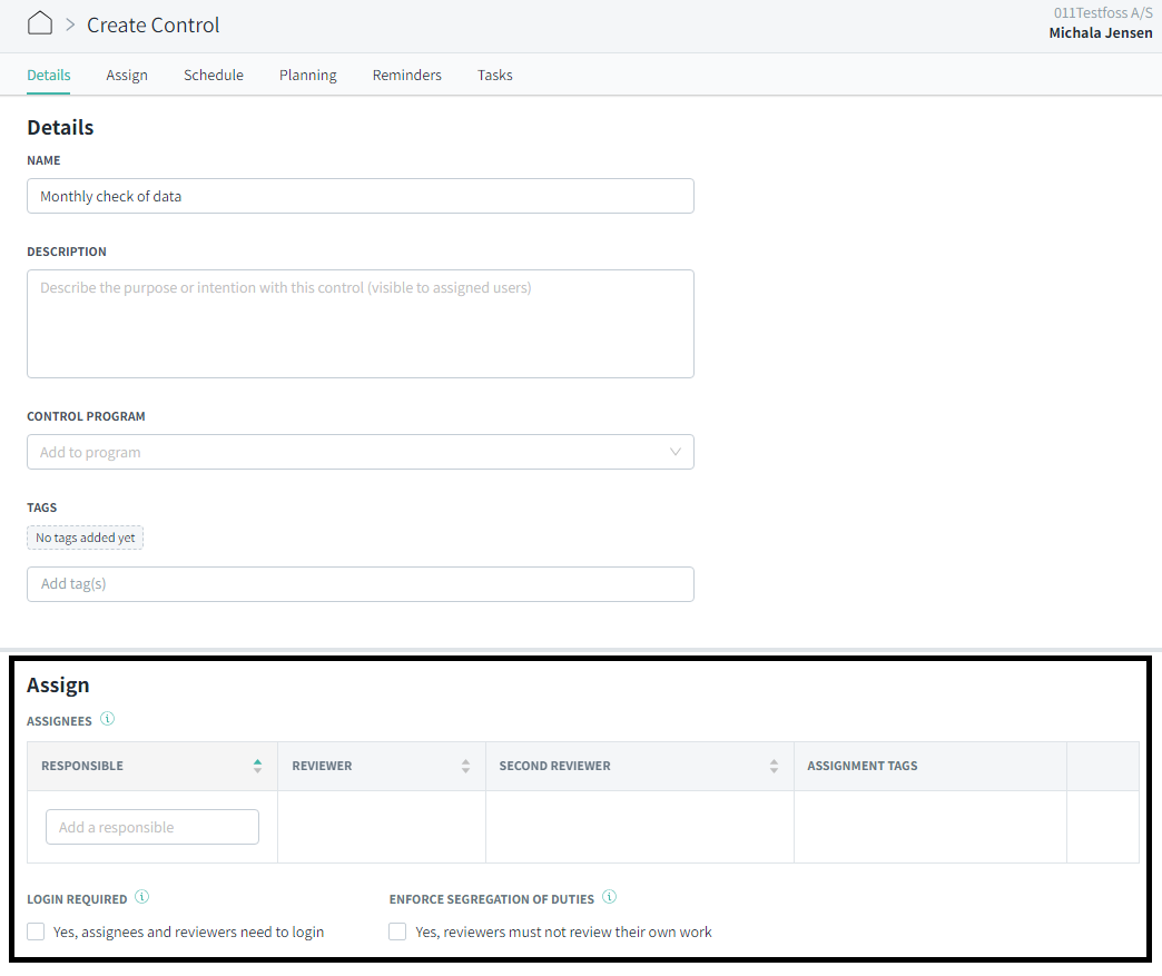 How can I add a 4-eyes-review to a control? Assign a 2nd reviewer!