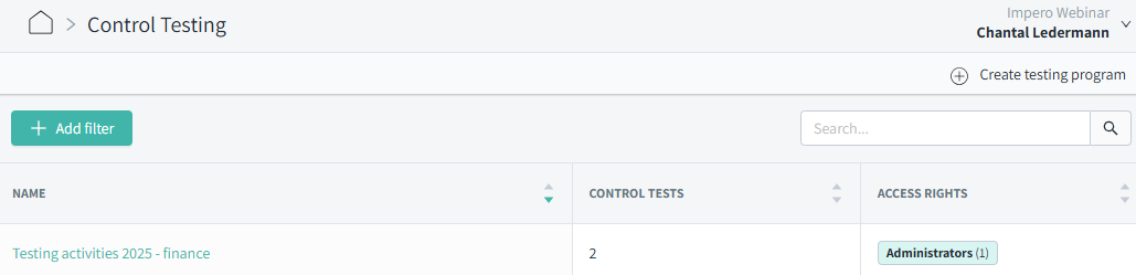 How to create a testing program and control test