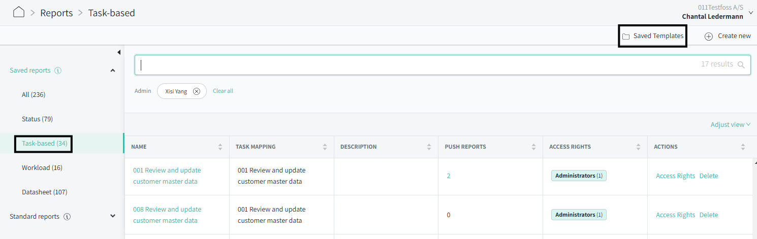 Task-based Report: A Report based on Control Answers